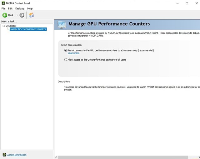 So I opened my NVIDIA Control Panel it popped up with less options all ...