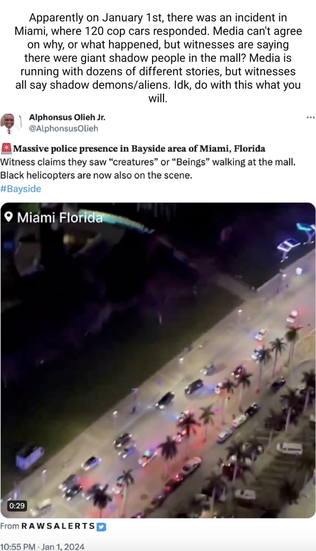 Apparently on January there was an incident in Miami, where 120 cop ...
