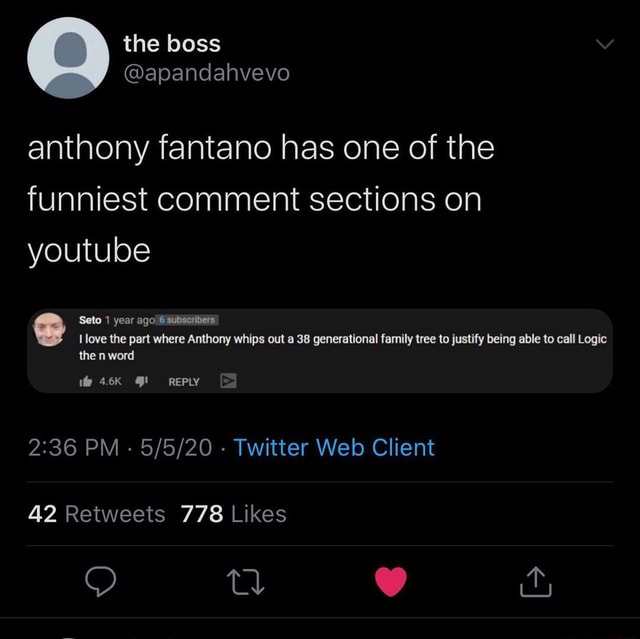 Anthony fantano has one of the funniest comment sections on youtube ...
