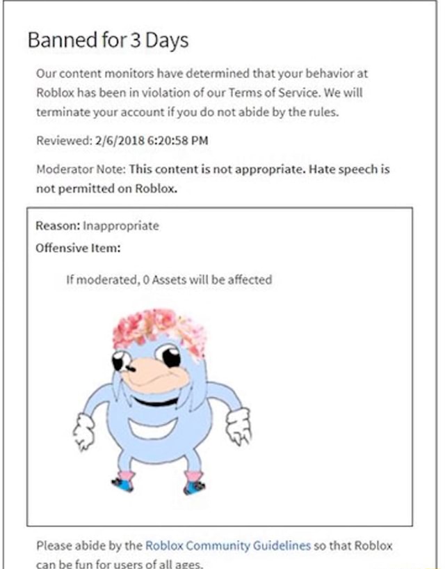 Banned for 3 Days Our content monitors have determined that your ...