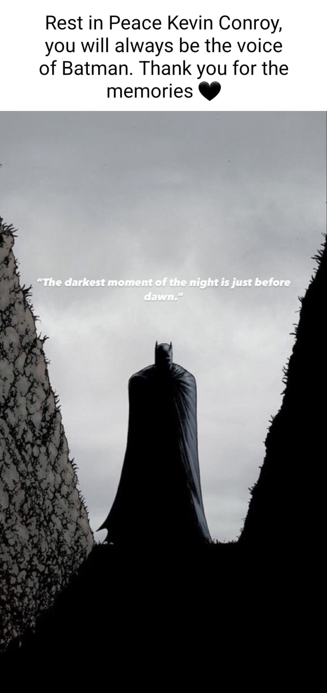 Rest in Peace Kevin Conroy, you will always be the voice of Batman ...