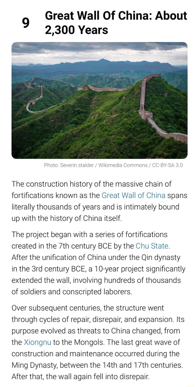Great Wall Of China: About 2,300 Years Photo: Severin.stalder ...