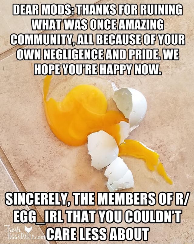 Eggirl - DEAR MODS: THANKS FOR RUINING WHAT WAS ONCE AMAZING COMMUNITY ...