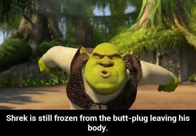 Shrek is still frozen from the butt-plug leaving his hody - iFunny