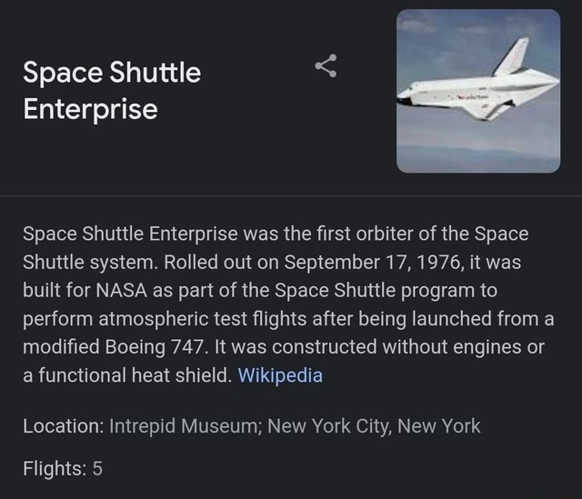 Space Shuttle Enterprise Space Shuttle Enterprise was the first orbiter ...