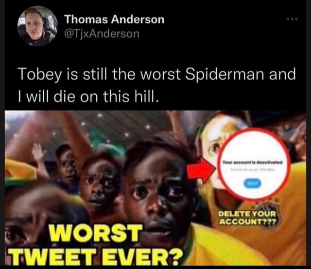 Thomas Anderson Tobey is still the worst Spiderman and I will die on ...