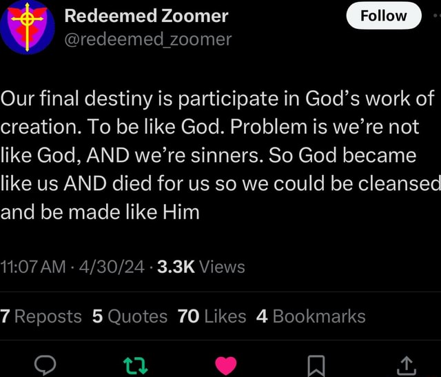 Redeemed Zoomer Follow @redeemed_zoomer Our final destiny is ...