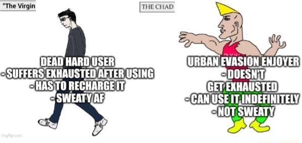 "The Virgin [THE CHAD URBAN EVASION ENIOYER NOT SWEATY, - iFunny