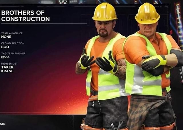Ww BROTHERS OF CONSTRUCTION TEAM ANNOUNCE NONE CROWD REACTION BOO TAG ...