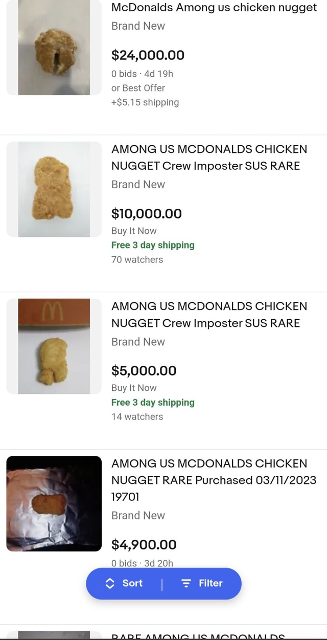 McDonalds Among us chicken nugget Brand New $24,000.00 bids or Best ...