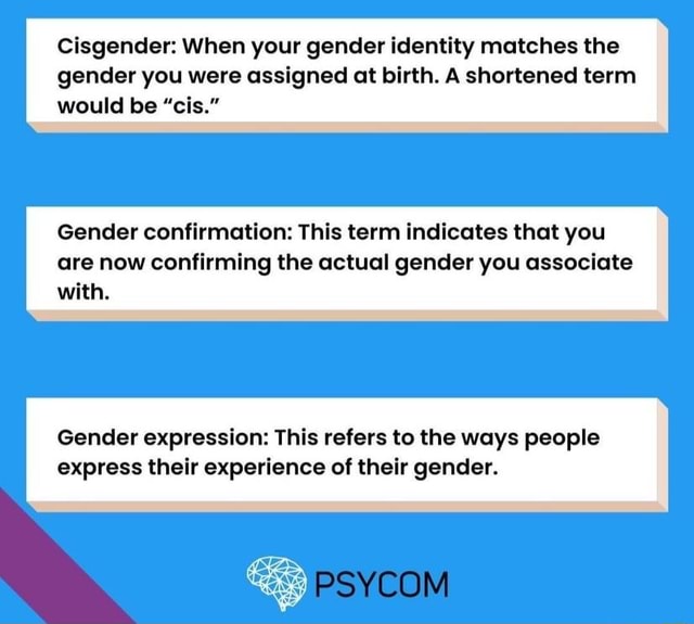 Cisgender: When your gender identity matches the gender you were ...