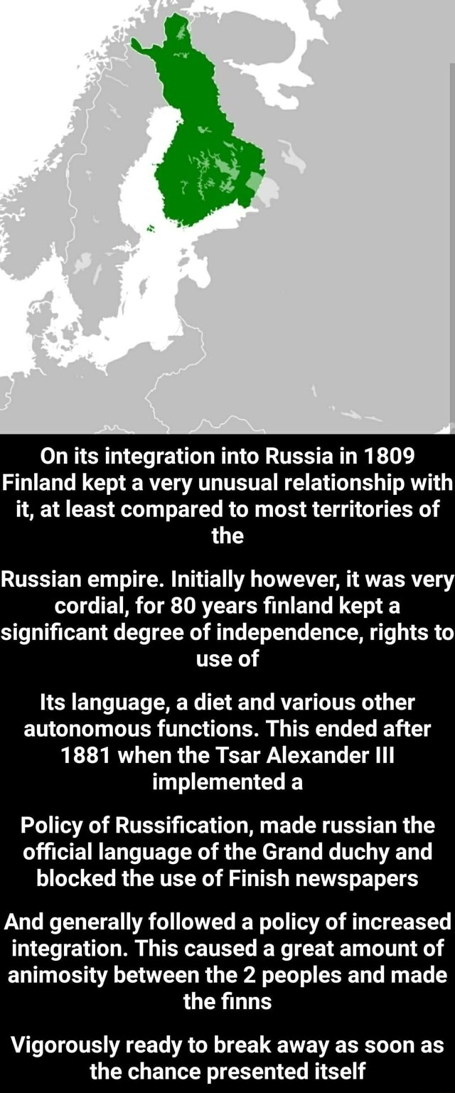 Ad On its integration into Russia in 1809 Finland kept a very unusual ...