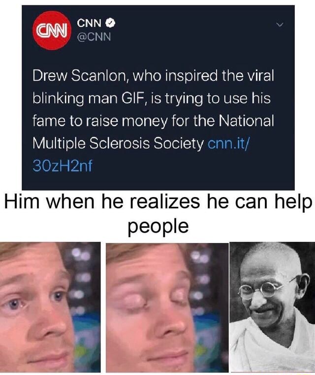 Drew Scanlon, who inspired the viral blinking man GIF, is trying to use ...