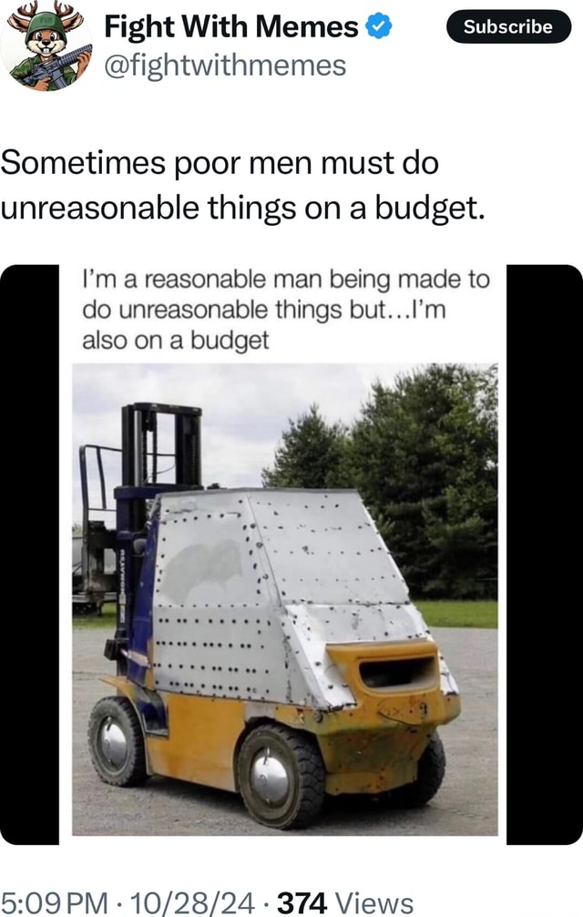 @fightwithmemes Fight With Memes Sometimes poor men must do ...