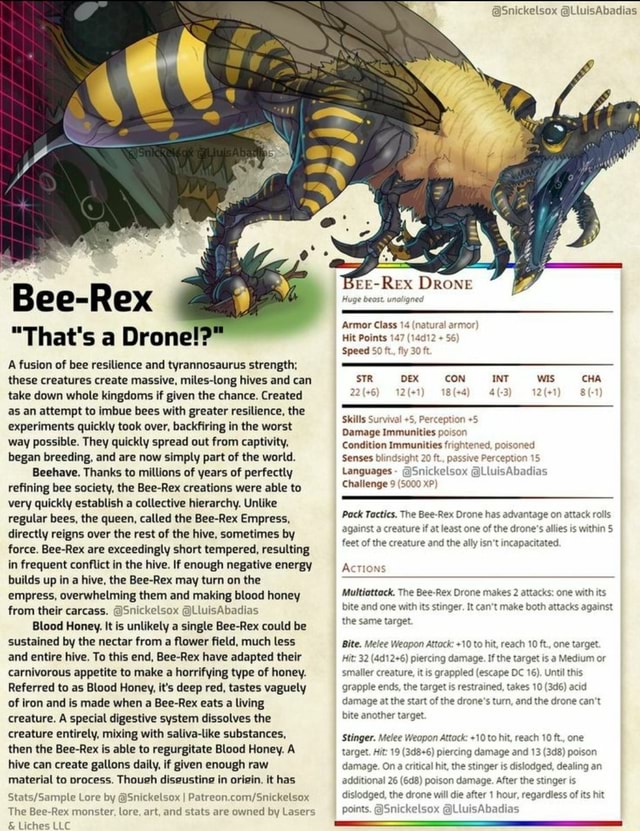Bee-Rex "That's a Drone!? A fusion of bee resilience and tyrannosaurus ...