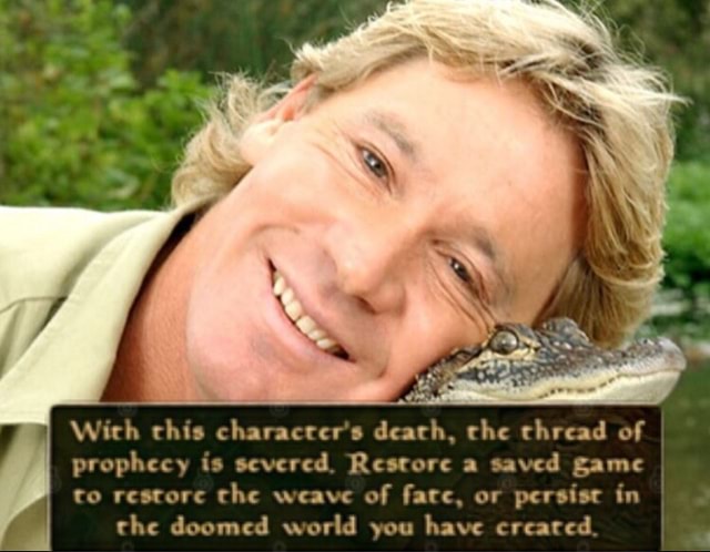 With chis character's death, the thread of prophecy is severed. Restore ...