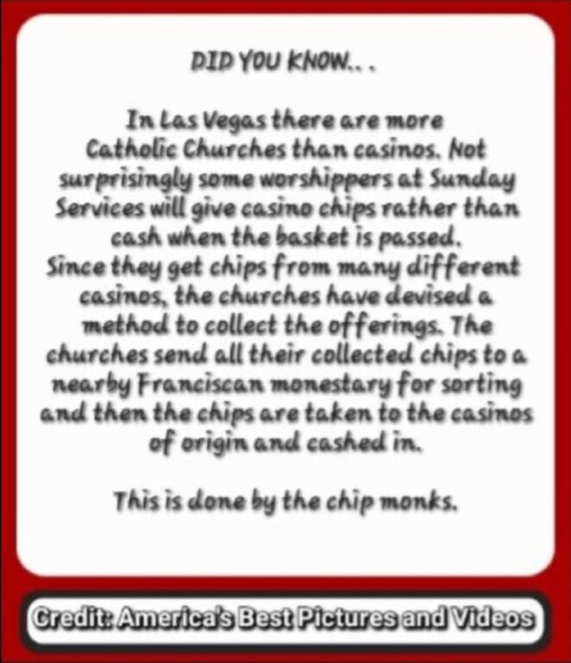 DID YOU KNOW... In Las Vegas there are more Catholic Churches than ...
