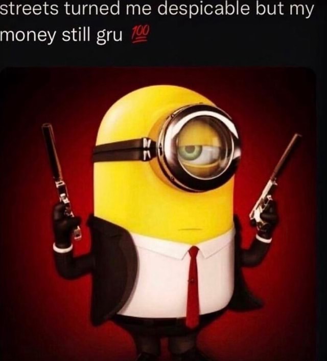 Streets turned me despicable but my money still gru - iFunny