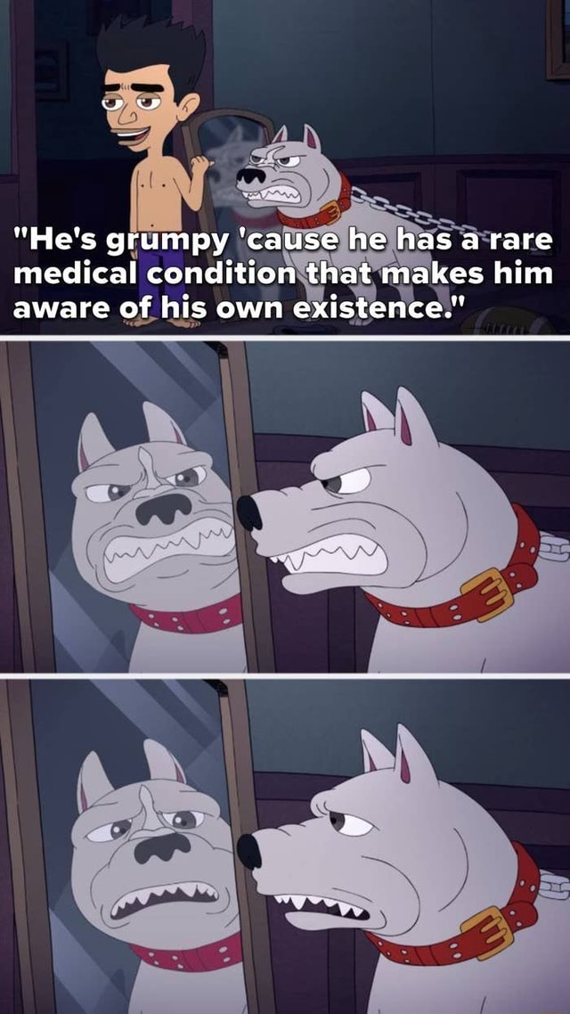 "He's grumpy 'cause he has a rare medical condition that makes him ...