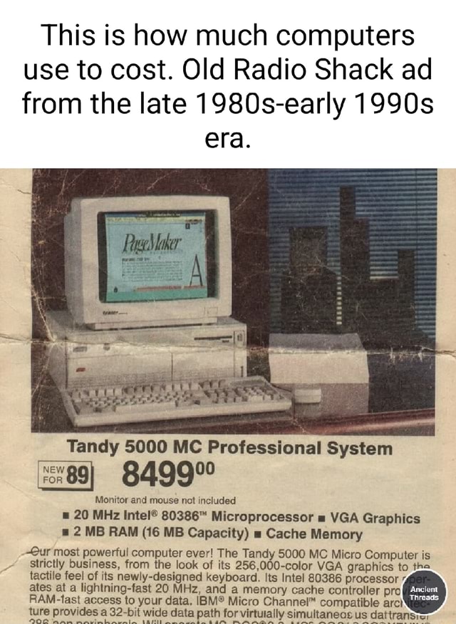 This is how much computers use to cost. Old Radio Shack ad from the ...