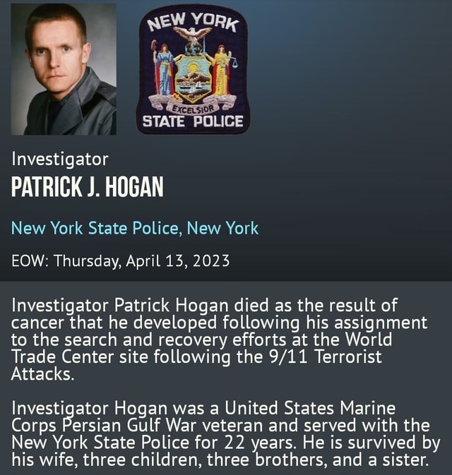 STATE POLICE Investigator PATRICK J. HOGAN New York State Police, New ...