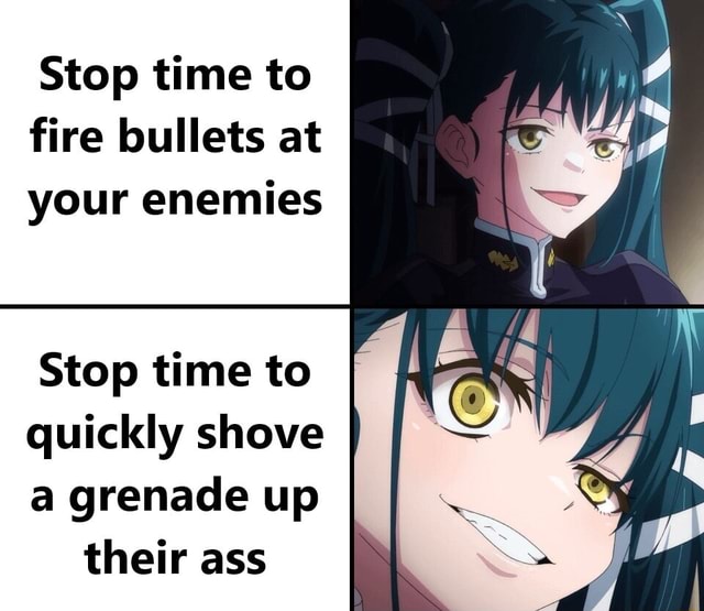 Stop time to fire bullets at your enemies Stop time to quickly shove a ...