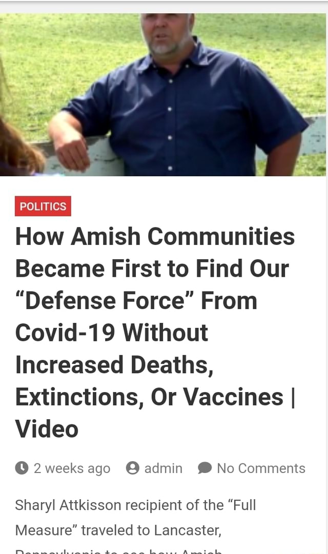 How Amish Communities Became First to Find Our "Defense Force" From ...