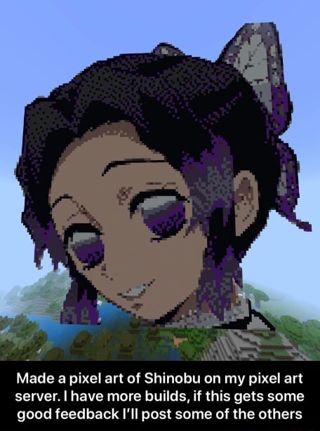 Made a pixel art of Shinobu on my pixel art server. I have more builds ...
