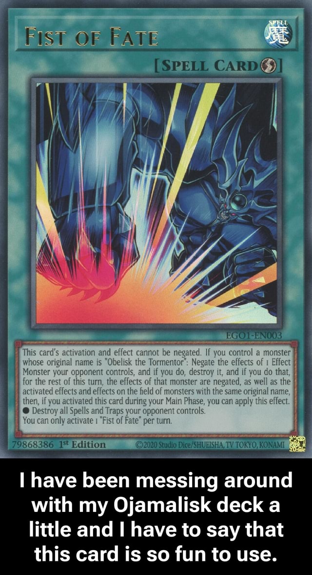 Fist OF FATE CARDS al This card's activation and effect cannot be ...