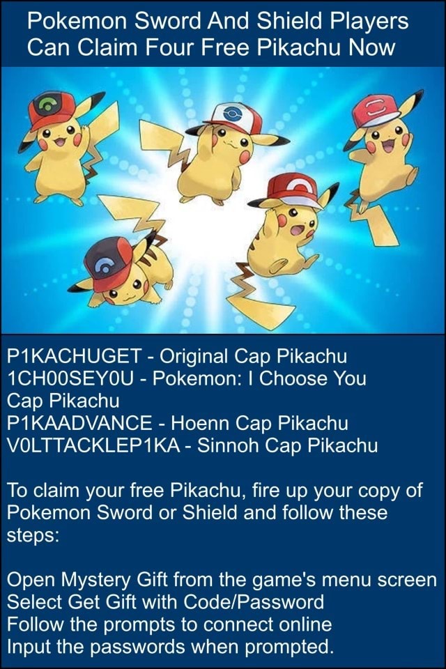 Pokemon Sword And Shield Players Can Claim Four Free Pikachu Now ...