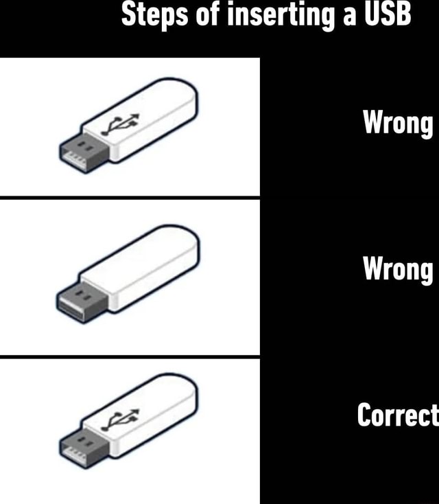 Steps of inserting a USB Wrong Wrong Correct - iFunny