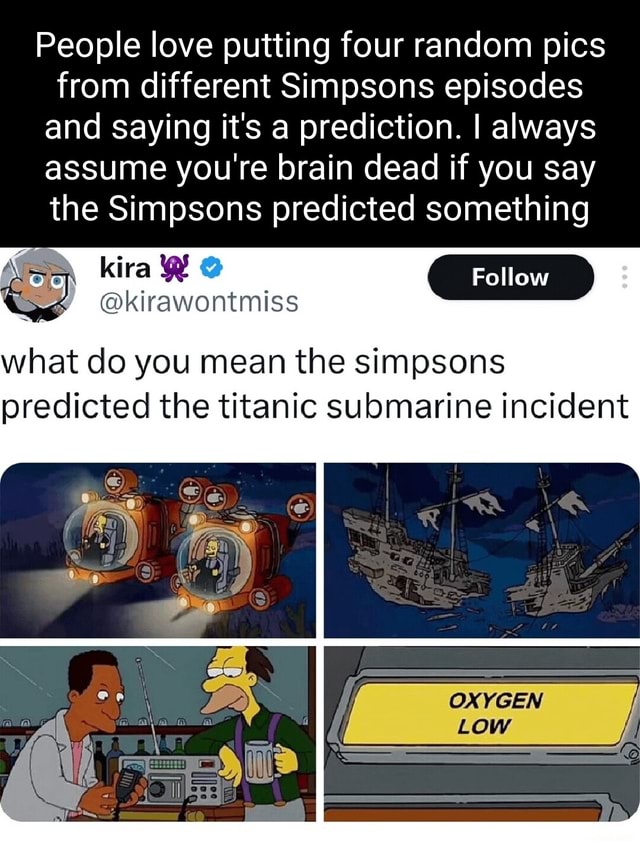 People love putting four random pics from different Simpsons episodes ...