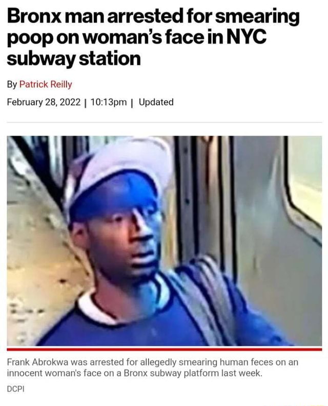 Bronx man arrested for smearing poop on woman's face in NYC subway ...