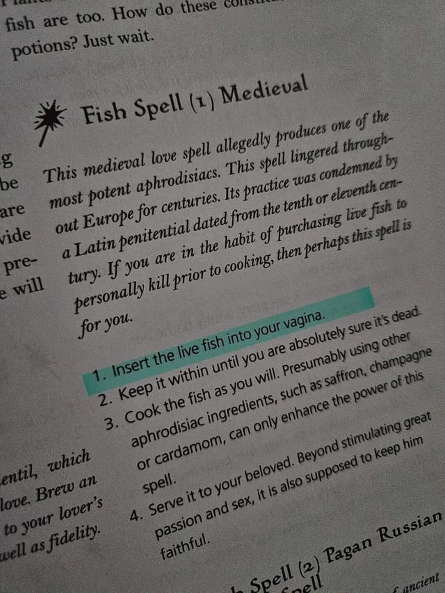 Fish are too- How do potions? Just wait. Fish Spell Medieval of duces i ...