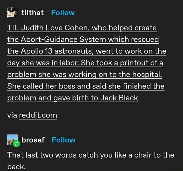 TIL Judith Love Cohen, who helped create the Abort-Guidance System ...