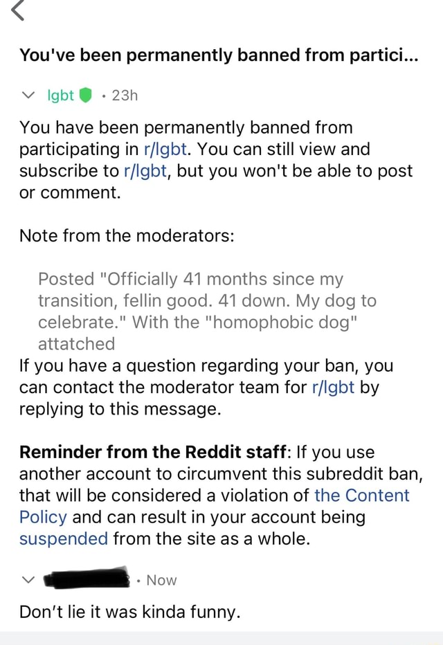 You've been permanently banned from partici... You have been ...