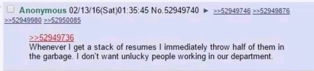 Anonymous No.52949740 " >>52949746 >"52949876 >>52949980 >>52950085 ...