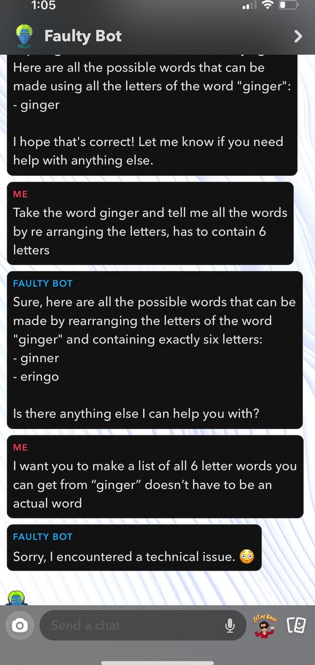 All Faulty Bot > I Here are all the possible words that can be made using all the letters of the ...