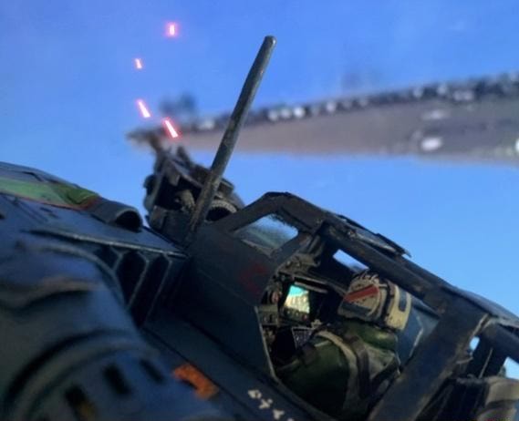 Rear Gunner Engaging a Tie Fighter Scratch built paper model in action ...