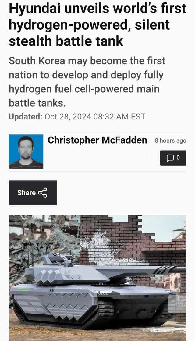 Hyundai unveils world's first hydrogen-powered, silent stealth battle ...