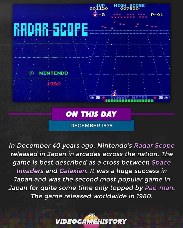 In December 40 years ago, Nintendo’s Radar Scope released in Japan in ...