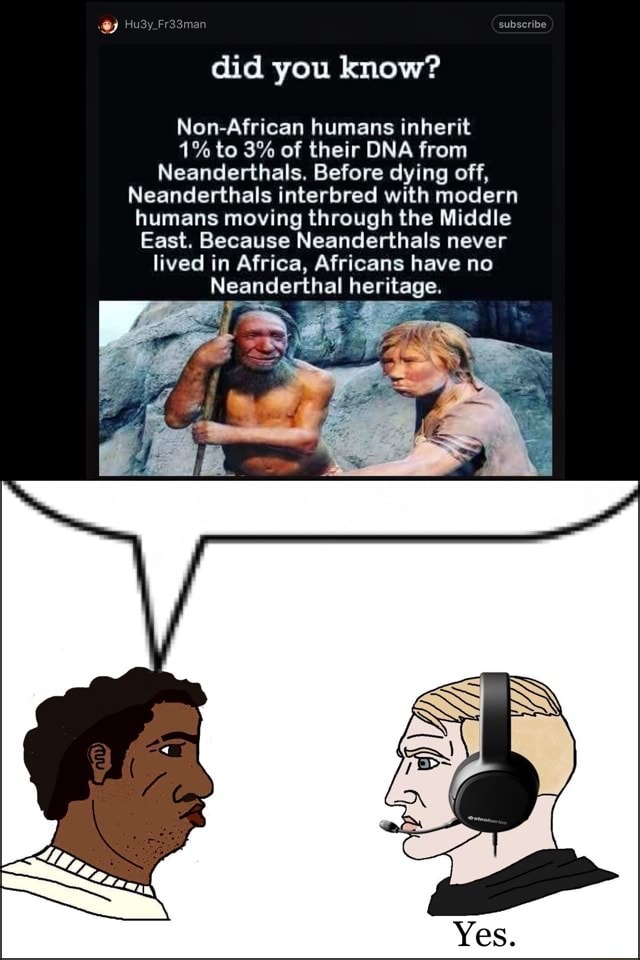 Did you know? Non-African humans inherit 1% to 3% of their DNA from ...