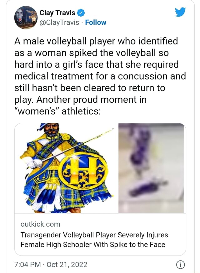 Clay A male volleyball player who identified as a woman spiked the ...