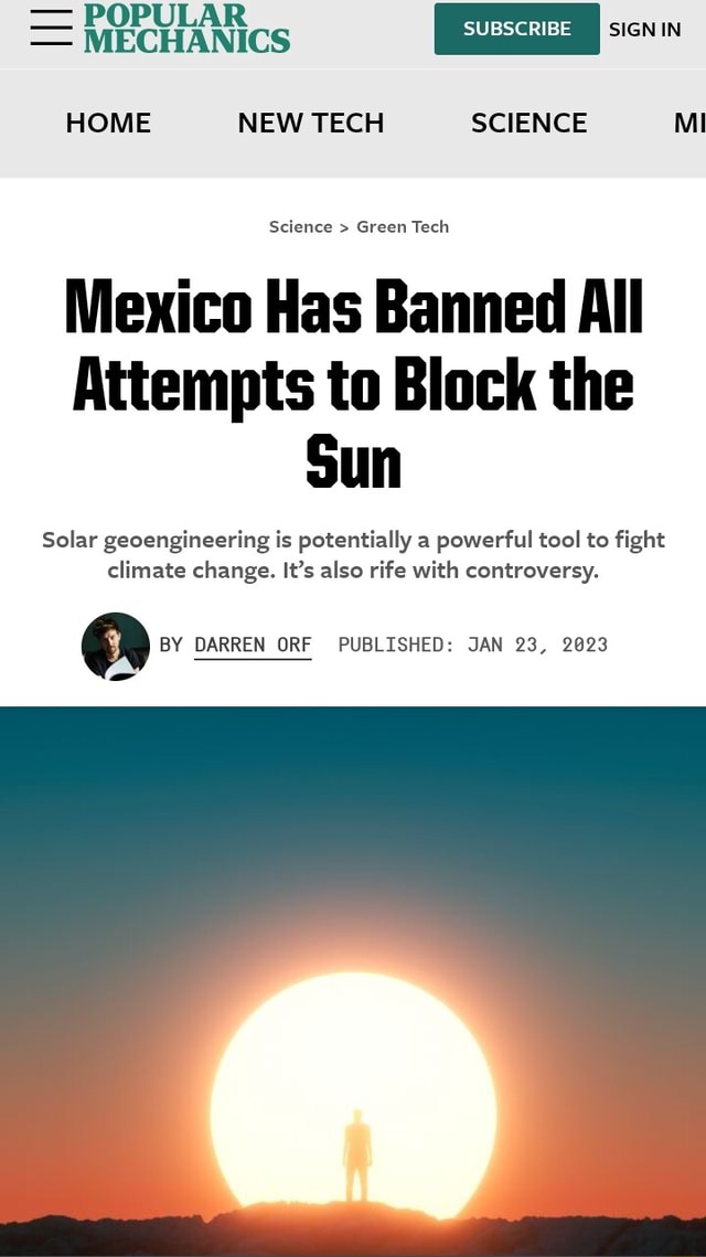 MECHANICS SUBSCRIBE HOME NEW TECH SCIENCE MI Science > Green Tech ...