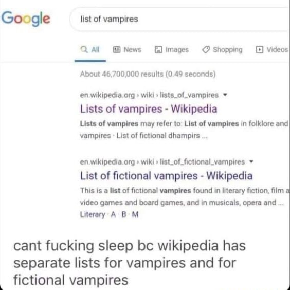Google list of vampires QaAl News images Shoppin) videosI About ...