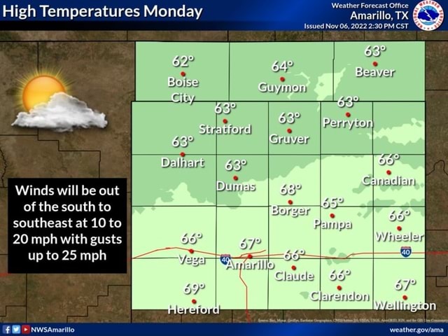 High Temperatures Monday Weather Forecast Office Amarillo, TX Issued ...