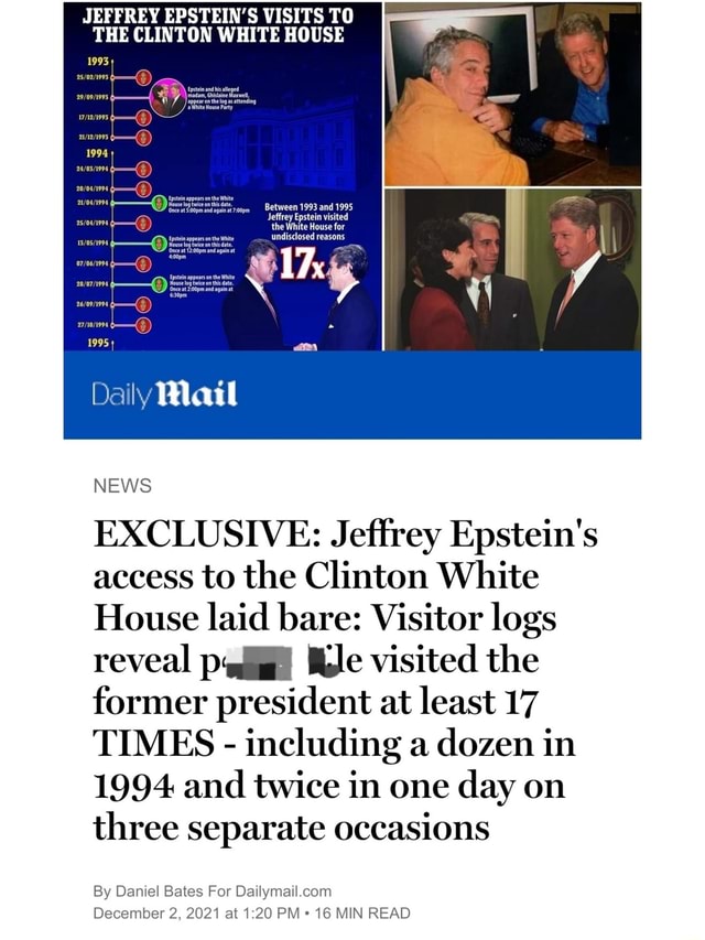 JEFFREY EPSTEIN'S VISITS TO THE CLINTON WHITE HOUSE and 1993 Daily Mail ...