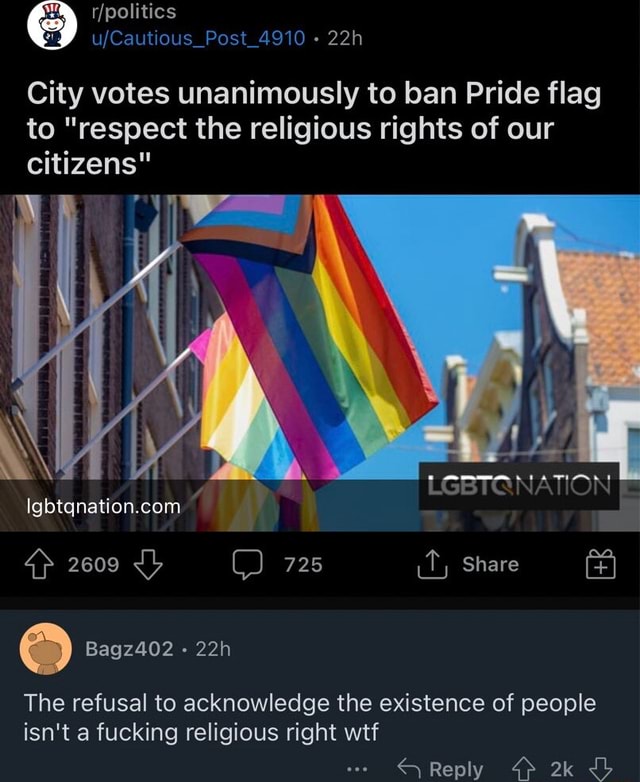 10 City votes unanimously to ban Pride flag to "respect the religious ...