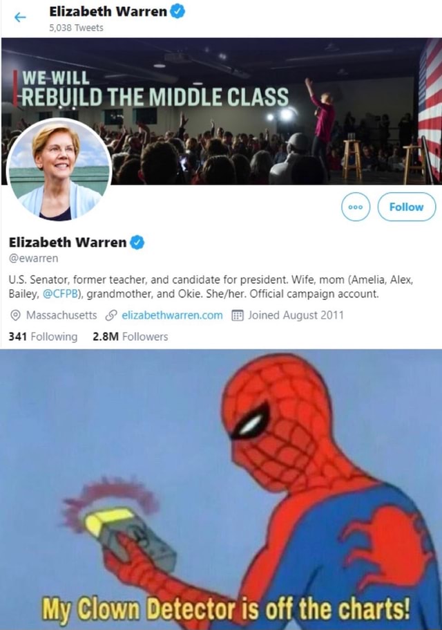 Elizabeth Warren @ 5,038 Tweets WE-WILL CLASS. Follow Elizabeth Warren ...