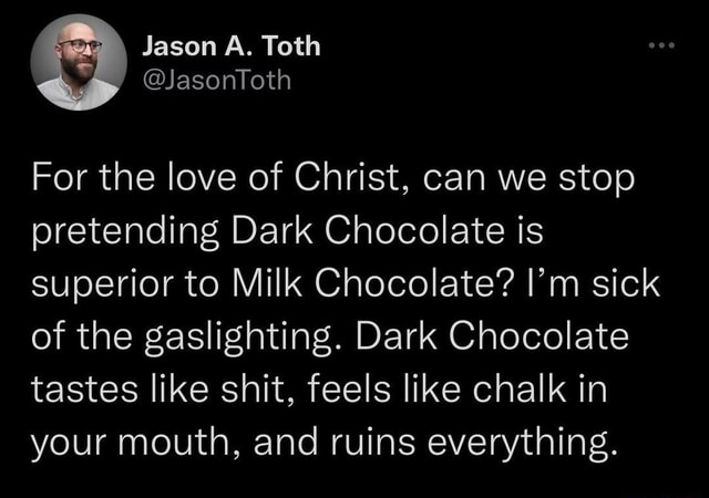 Jason A. Toth @JasonToth For the love of Christ, can we stop pretending ...
